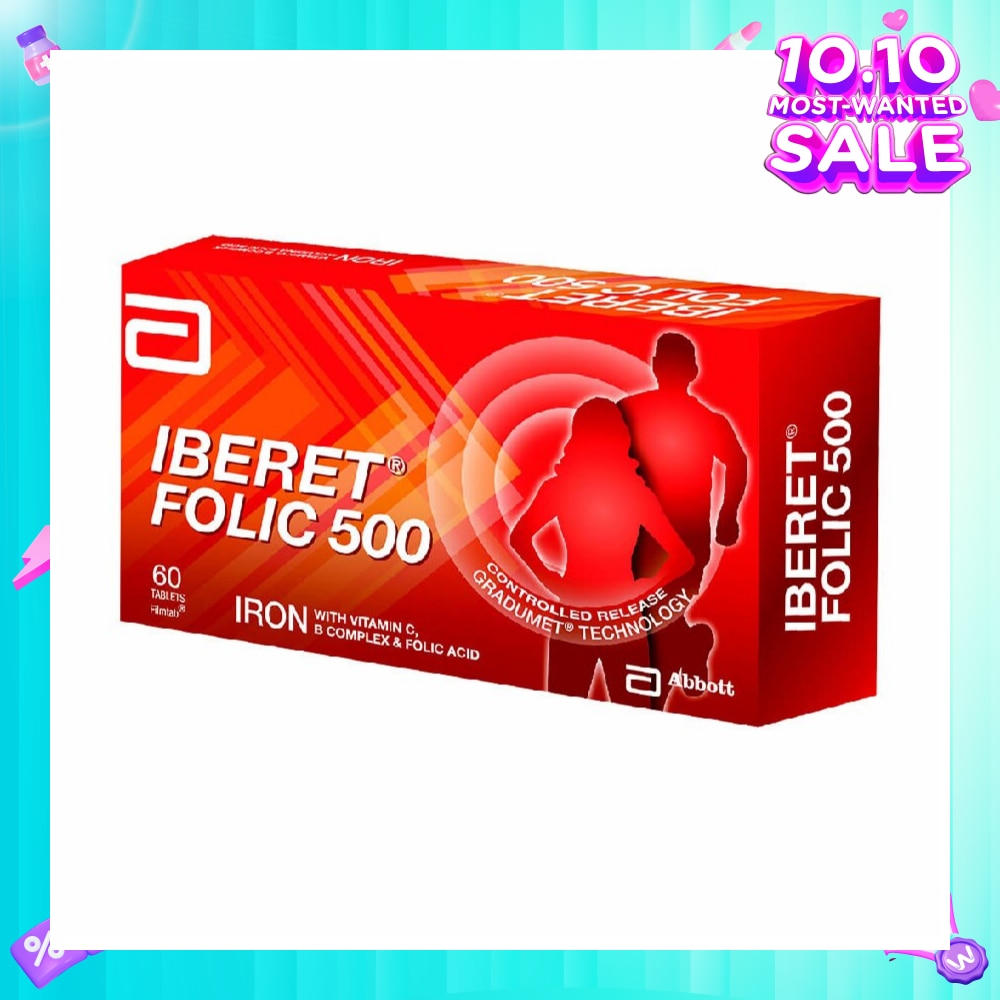 ABBOTT Iberet Folic 500 Iron with Vitamin BC & Folic Acid Tablets ...