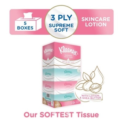 KLEENEX Ultra Soft 3ply Facial Tissue Silky Smooth 80s x 5 Box | Cotton ...