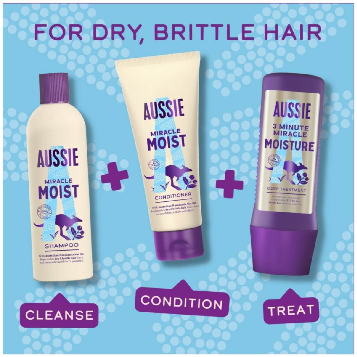 AUSSIE Miracle Moist Hair Conditioner Revive Restore Dry Damaged Hair 200ml Shampoo Conditioner Watsons Singapore