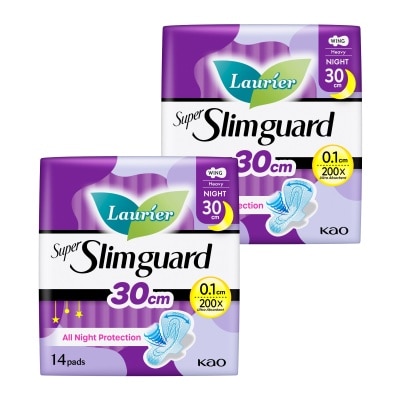 LAURIER Super Slimguard Night Wing Sanitary Pad 30cm Twin Packset 14s x ...
