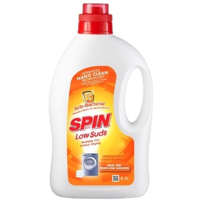 SPINMATIC Low Suds Laundry Liquid Detergent (Anti Bacterial) 2.7L ...