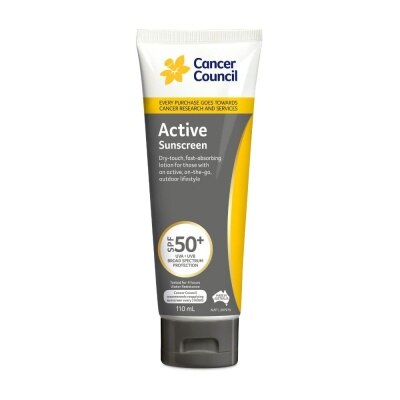CANCER COUNCIL Active Sunscreen SPF50+ UVA/UVB (Fast-Absorbing) 110ml ...