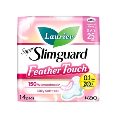 LAURIER Super Slimguard Day Feather Touch Wing Sanitary Pad 25cm 14s ...